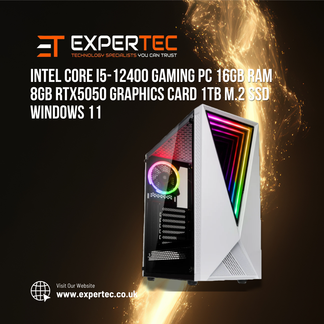 Intel Core i5-12400 Gaming PC 16GB RAM 8GB RTX5050 Graphics Card 1TB M ...